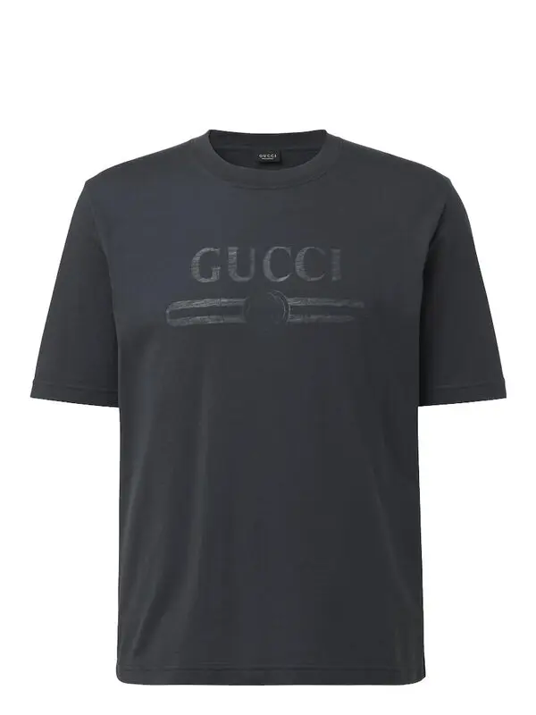 Gucci Logo Cotton-blend Jersey T-shirt - Blue