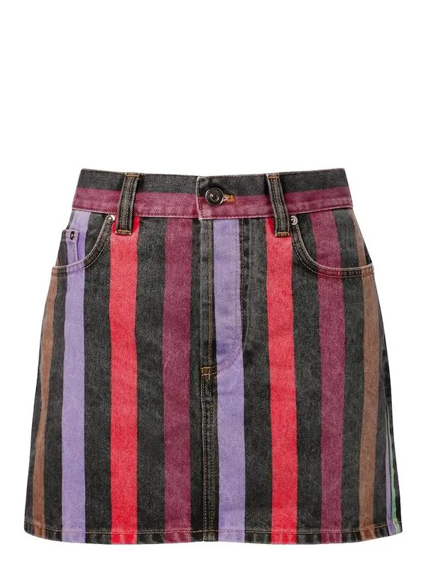 Versace Striped Denim Mini Skirt - Multicoloured