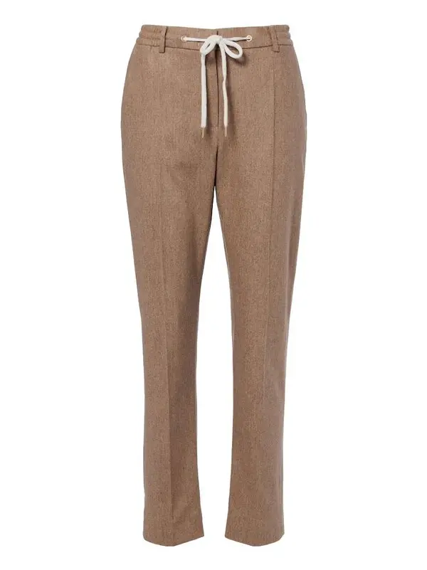 Eleventy Wool And Cashmere Tapered Pants - Beige