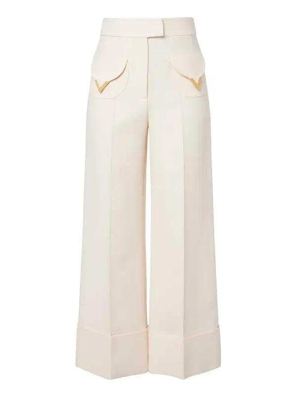 Valentino Garavani Crepe Couture Wide-leg Pants - White