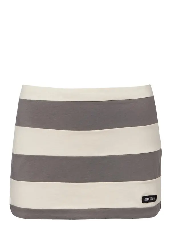 Miu Miu Striped Cotton Jersey Miniskirt - Grey