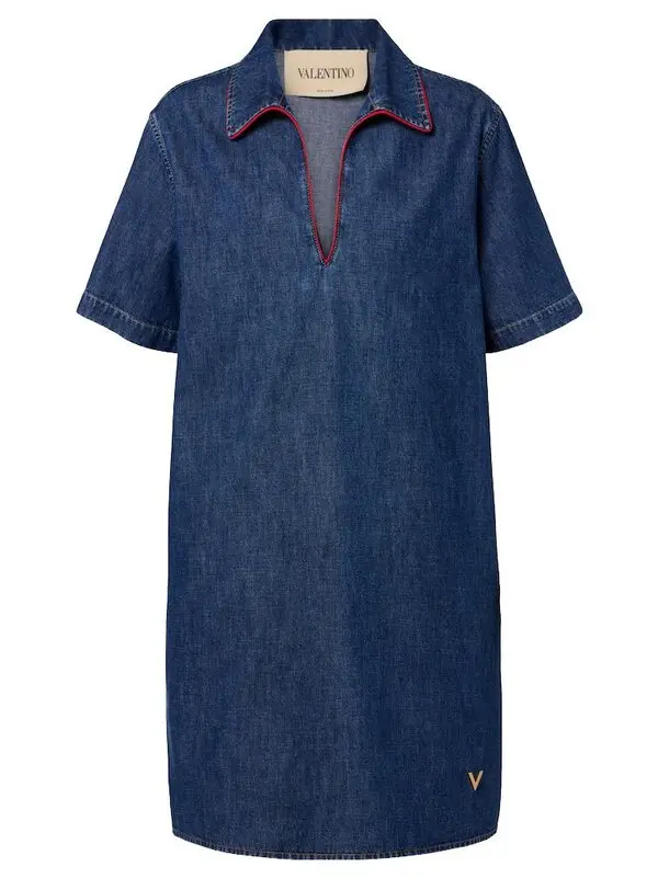 Valentino Garavani Vgold Denim Midi Dress - Blue