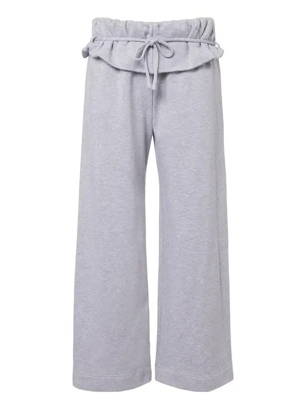 Magda Butrym Cotton-blend Sweatpants With Ruffle Detail - Grey