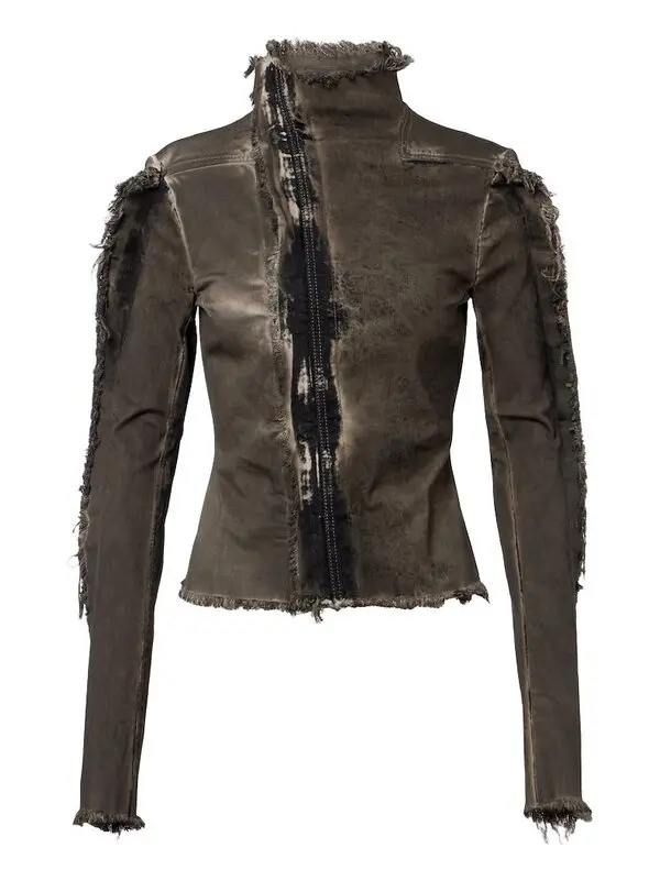 Rick Owens Distressed Denim Jacket - Brown