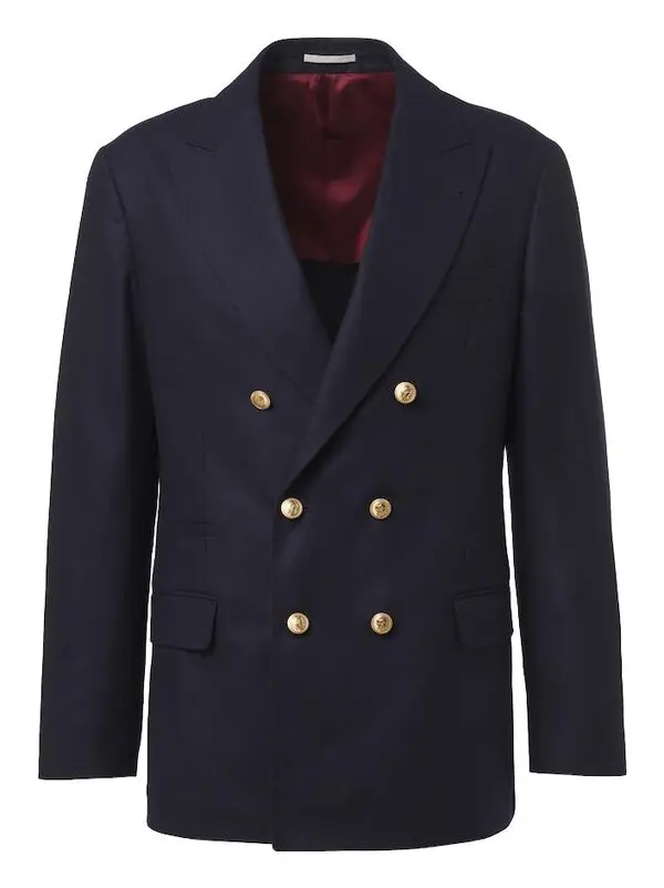 Brunello Cucinelli Double-breasted Virgin Wool Blazer - Blue