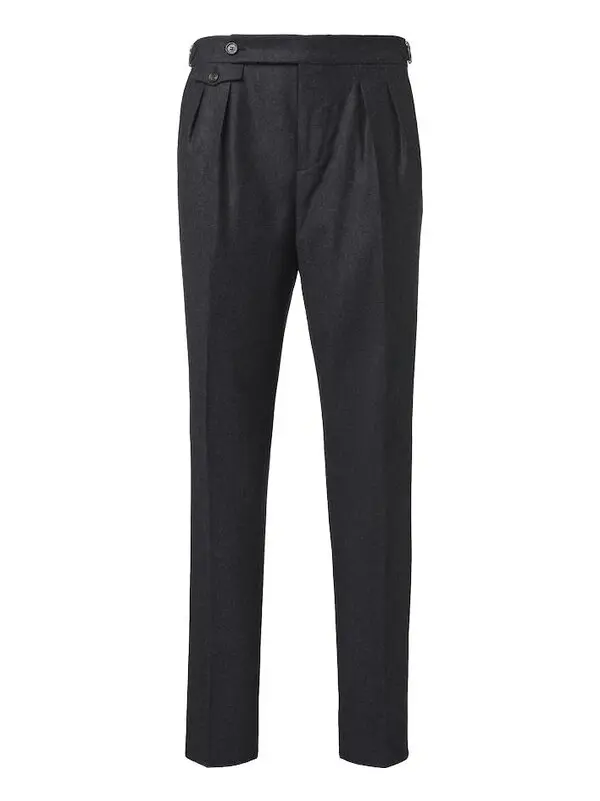 Brunello Cucinelli Virgin Wool Flannel Slim Pants - Grey