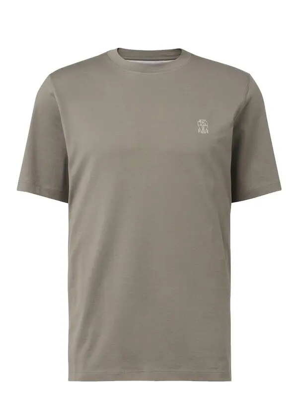 Brunello Cucinelli Logo Cotton Jersey T-shirt - Green