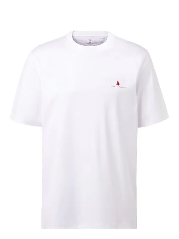 Brunello Cucinelli Logo Cotton Jersey T-shirt - White