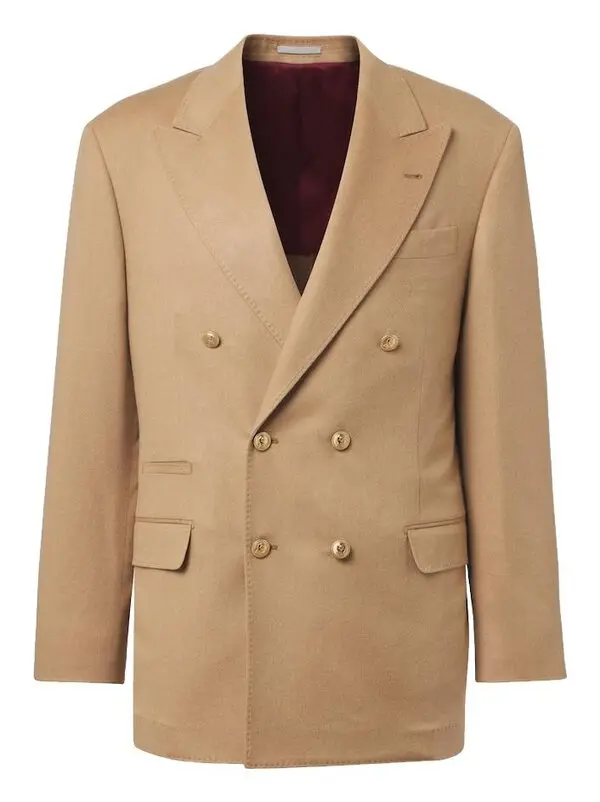 Brunello Cucinelli Double-breasted Camel Hair Blazer - Beige