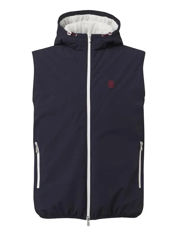 Brunello Cucinelli Logo Padded Technical Vest - Blue