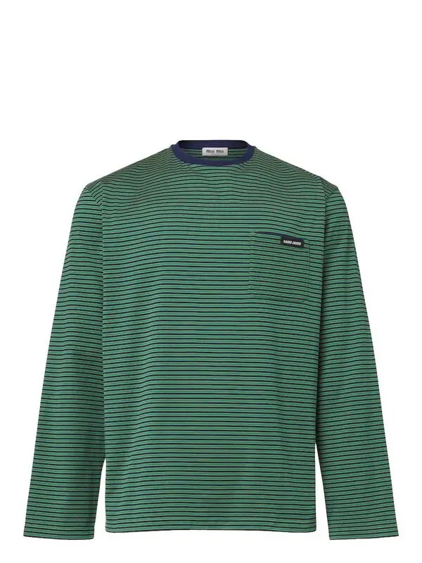 Miu Miu Striped Cotton Jersey T-shirt - Green