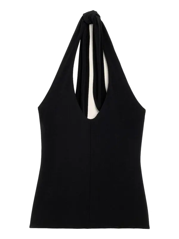AMI Paris Backless Jersey Top - Black