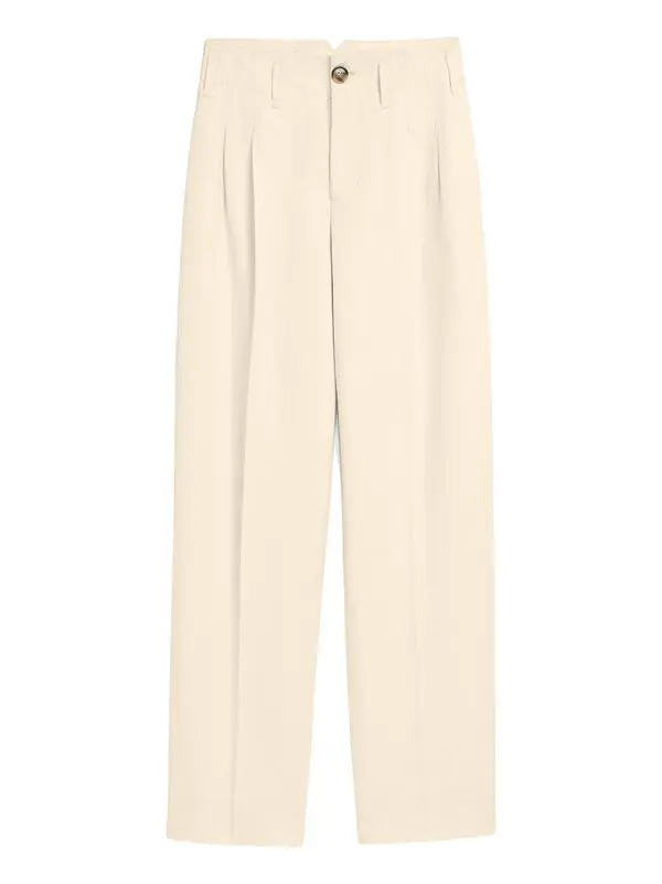 AMI Paris Two-pleats Cotton And Linen Trousers - Ivory
