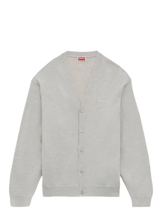 Kenzo Signature Embroidered Cardigan - Light Gray