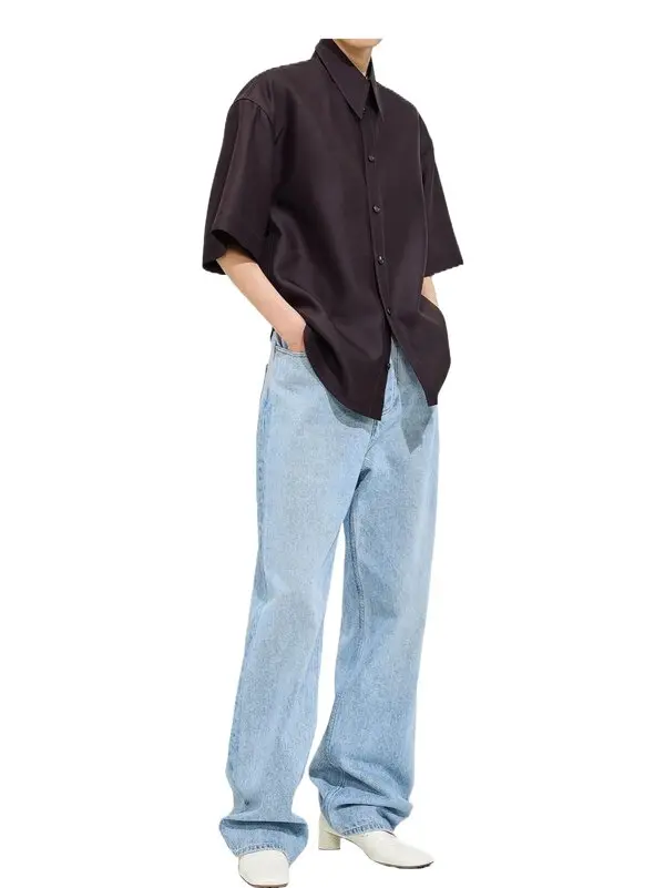 Bottega Veneta Sky Bleached Wide Leg Jeans - Light Bleaching