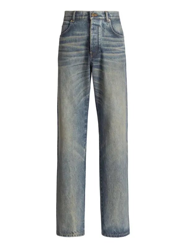 Balmain Loose-fit Vintage Wash Jeans - Blue