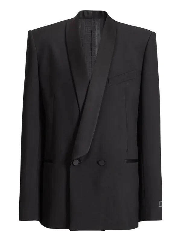 Balmain 2-button Jacket In Wool And Satin - Black