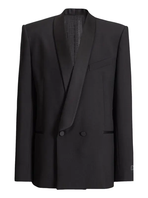 Balmain 2-button Jacket In Wool And Satin - Black
