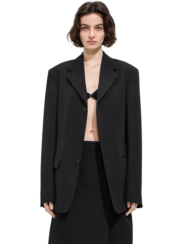 Bottega Veneta Wool Grain De Poudre Jacket - Double Black