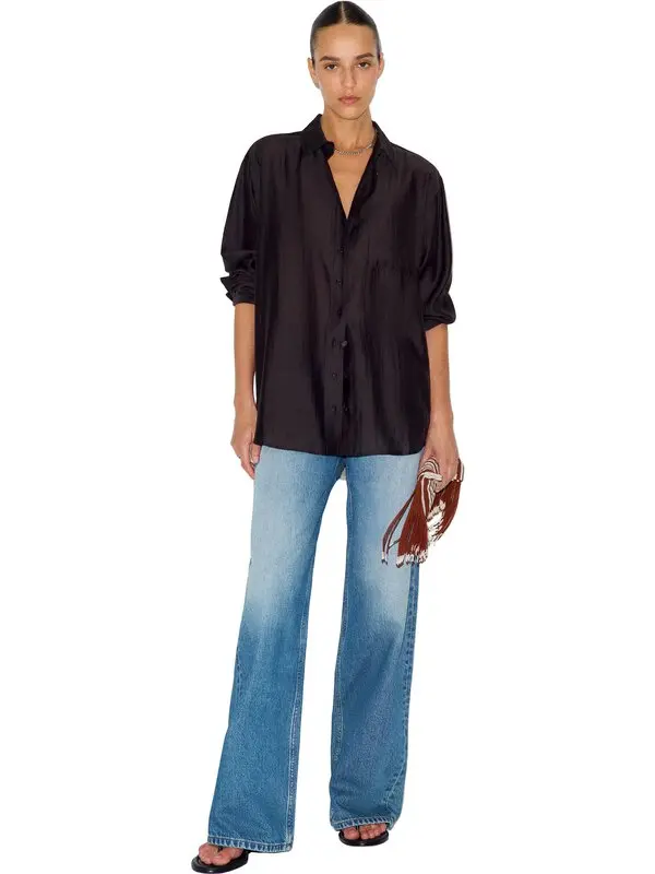 REFORMATION Oversized Sheer Shirt - Black