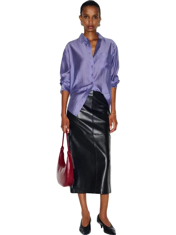REFORMATION Oversized Sheer Shirt - Purple