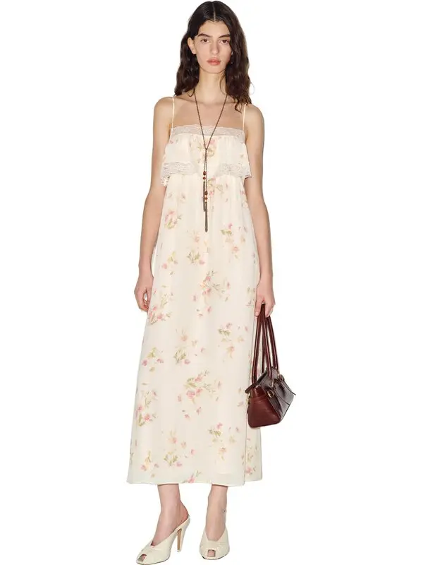 REFORMATION Carlisle Lace Trim Floral Midi Dress - Multi