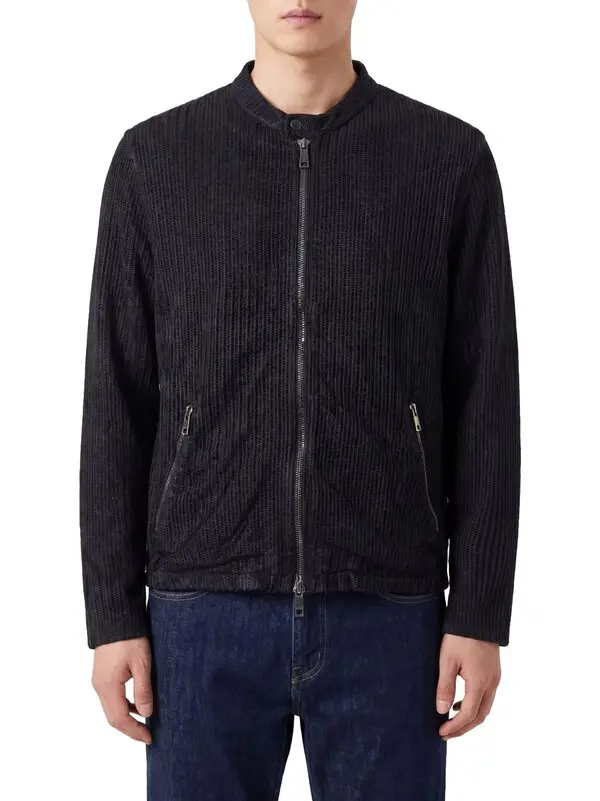 GIORGIO BRATO Perforated Leather Biker Jacket - Black