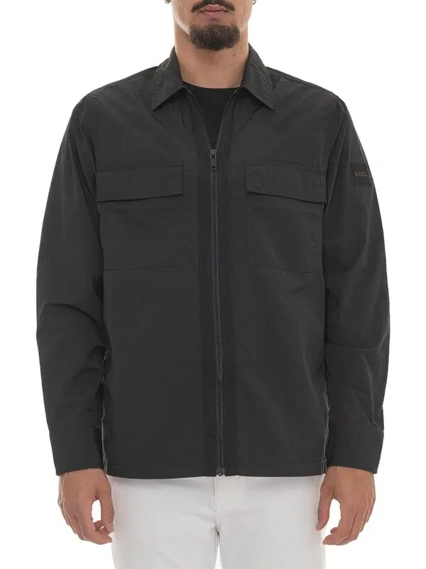BOSS Utility Jacket With Zipped Front - Black
