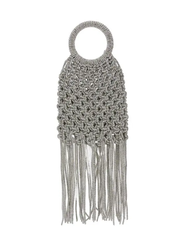 TWENTY FOURHAITCH Mesh Shoulder Bag With Crystal And Rhinestone Embellishments - Silver