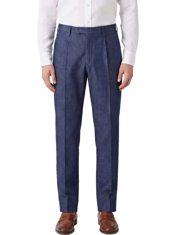 Boglioli Tailored Straight Leg Trousers - Blue