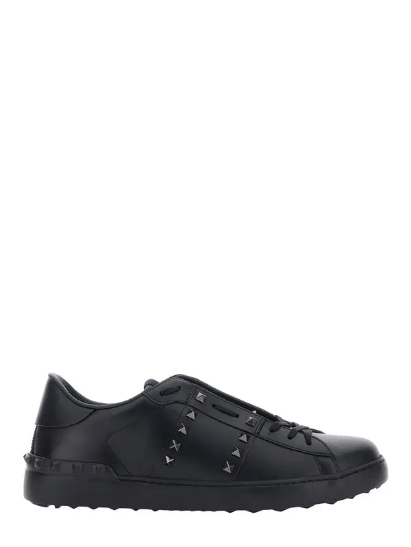 Valentino Garavani Rockstud Untitled Calf Leather Sneakers - Black