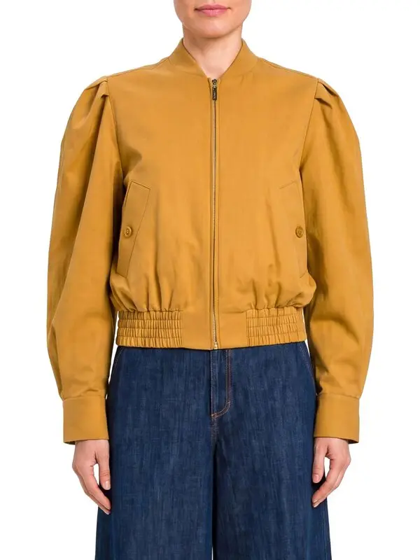 TWINSET Bomber Jacket With Puffed Sleeves - Brown