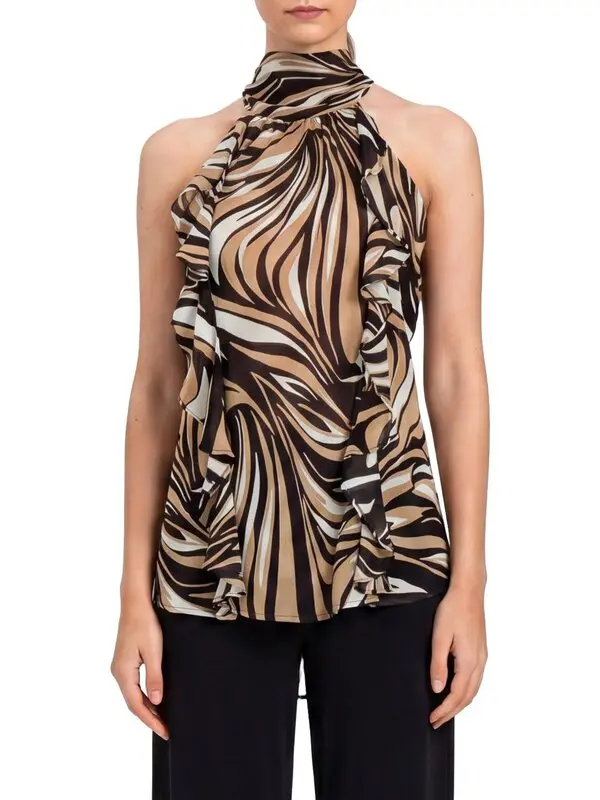 TWINSET Abstract Print Off-the-shoulder Top With Pussy-bow Neck - Multicolor