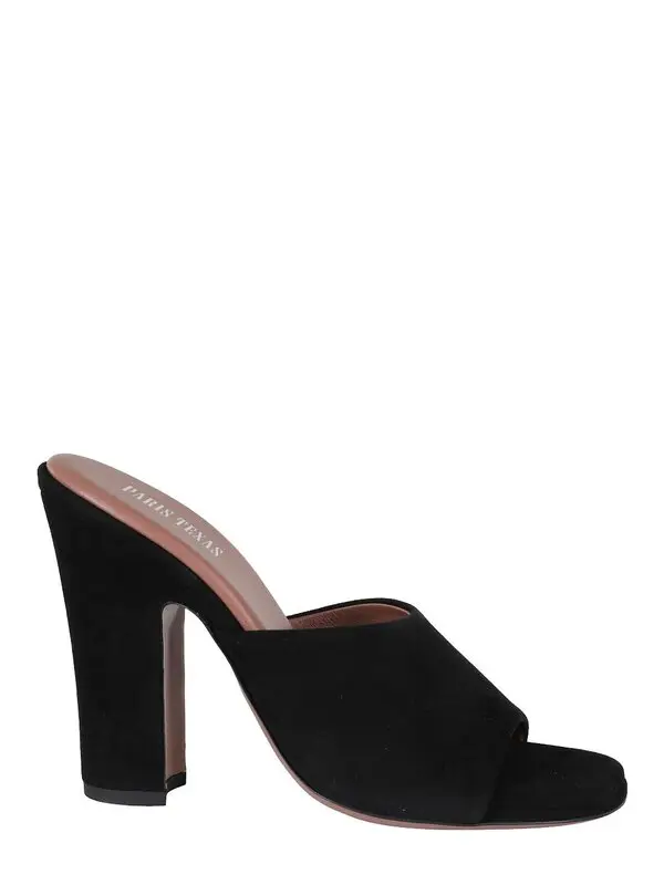 Paris Texas Suede High-heeled Mules With Round Toe - Black
