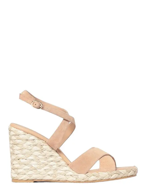 STUART WEITZMAN Suede High Wedge Ankle-strap Sandals - Camel