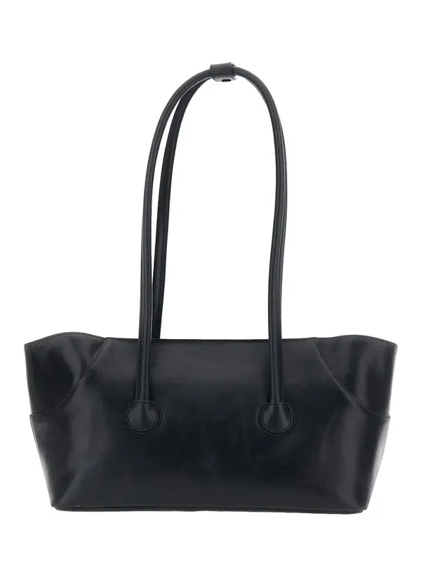 MARGESHERWOOD Boat Leather Shoulder Bag - Black 1