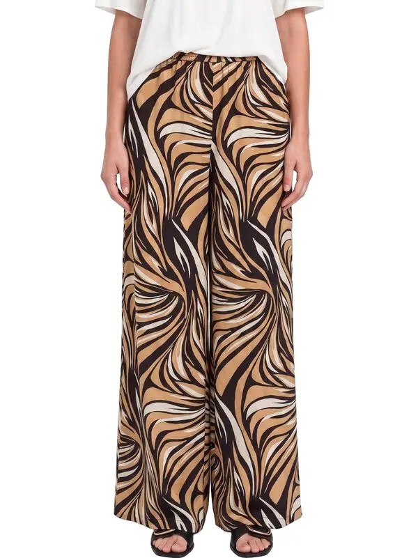 TWINSET Printed Viscose Blend Wide Leg Trousers - Multicolor