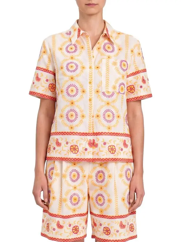 TWINSET U & B Cotton Graphic Print Shirt - White
