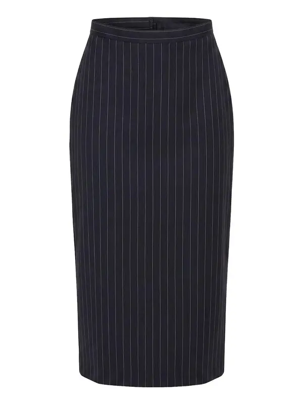 Givenchy Wool Striped Midi Skirt - Blue