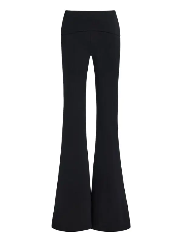 Eterne Foldover Jersey Flared Pants - Black