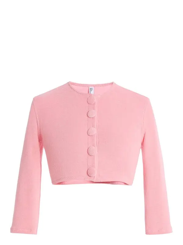 Lisa Marie Fernandez Cropped Terry Cloth Cardigan - Pink