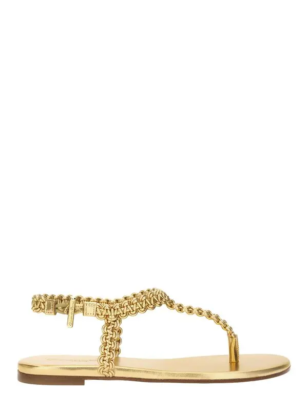 GIANVITO ROSSI Flat Leather Sandals - Gold