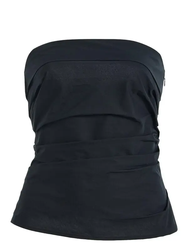 Proenza Schouler White Label Strapless Poplin Top With Pleating - Black