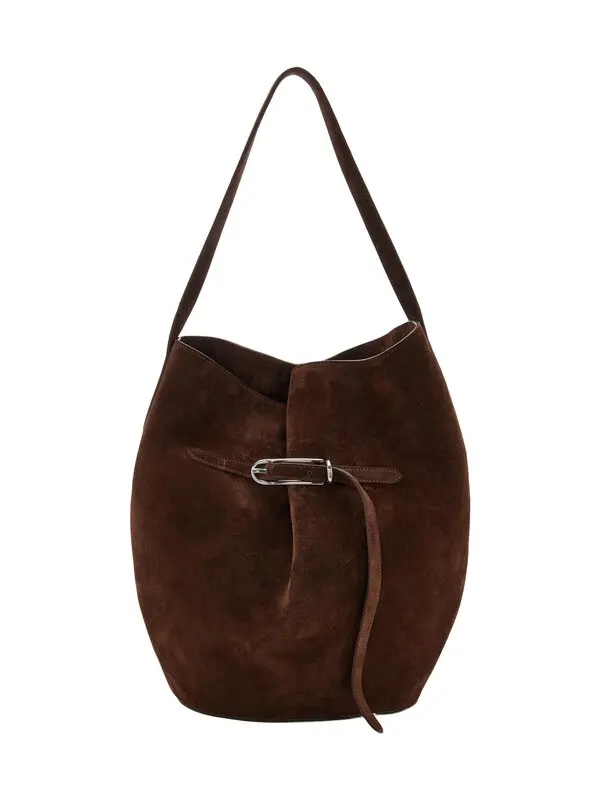 LIFFNER Belted Suede Bucket Bag - Brown
