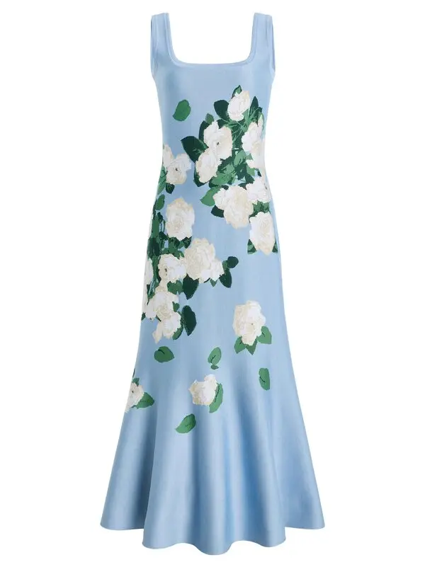 Carolina Herrera Floral Ruffled Silk-blend Midi Dress - Multi