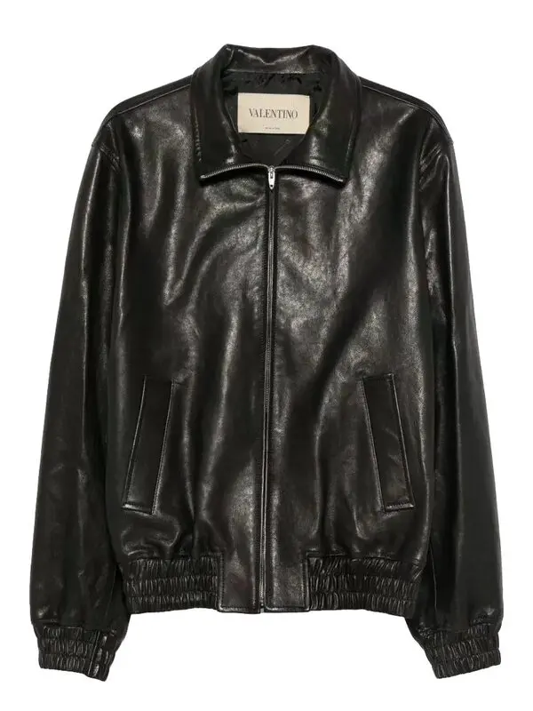 Valentino Garavani Zip-up Leather Jacket - Black
