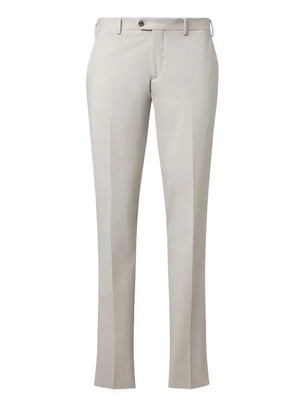 LARDINI Slim Fit Cotton-blend Trousers - Grey