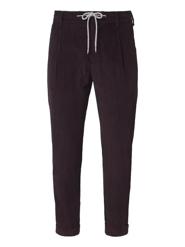 Eleventy Cotton And Cashmere Corduroy Slim Fit Pants - Burgundy