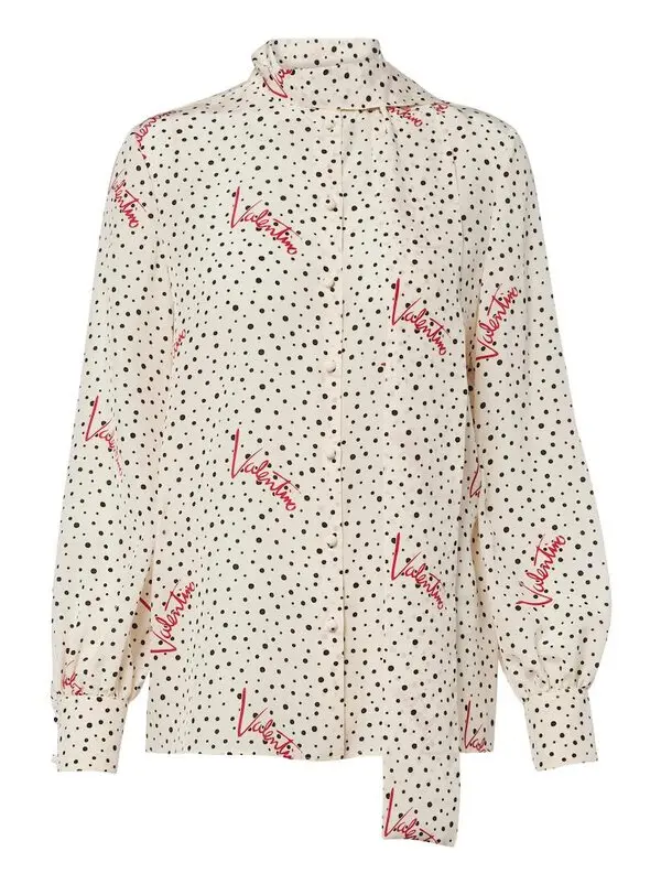Valentino Garavani Silk Crepe De Chine Polka Dot Shirt With Self-ties - White