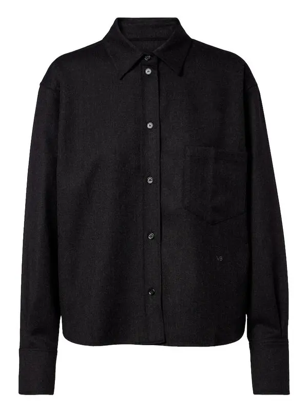 Victoria Beckham Wool Flannel Button-down Shirt - Grey